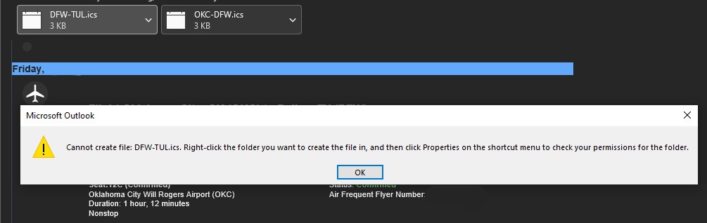 Can Not Open Or Save An Ics File From Outlook Microsoft Community