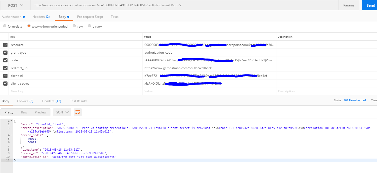 Access Token Request Throws Aadsts50012 Invalid Client Secret Is