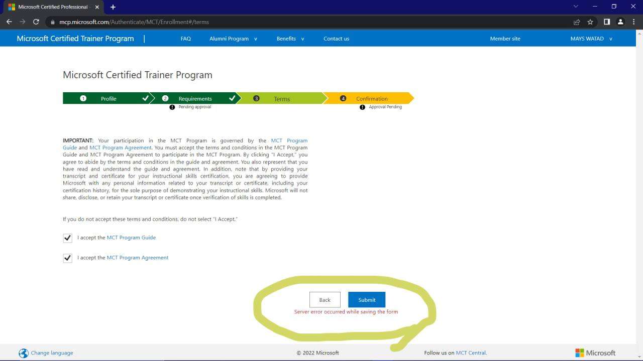 Server Error Occurred While Saving The Form Training Certification And Program Support