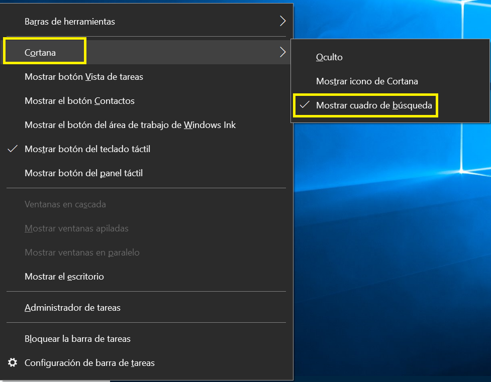 Windows 10 ≡ Cómo Habilitar El Cuadro De Búsqueda En La Barra De