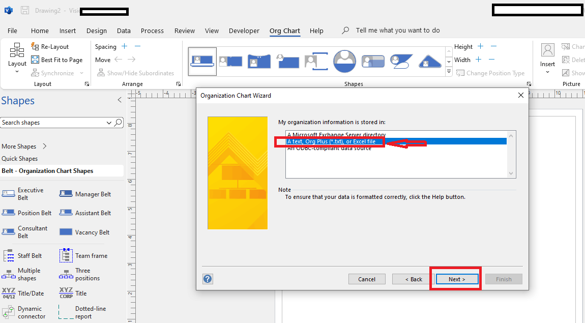 Where Is The Visio Wizard To Create An Org Chart Microsoft Community