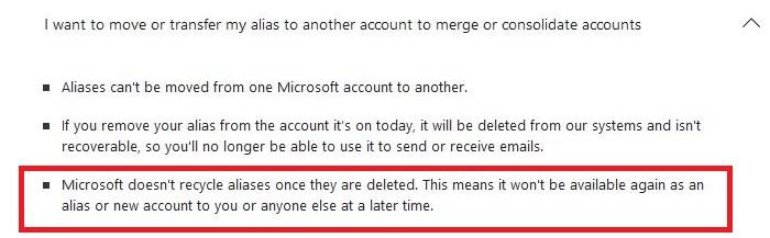Error This Alias Cannot Be Added To Your Account Choose A Different Microsoft Community