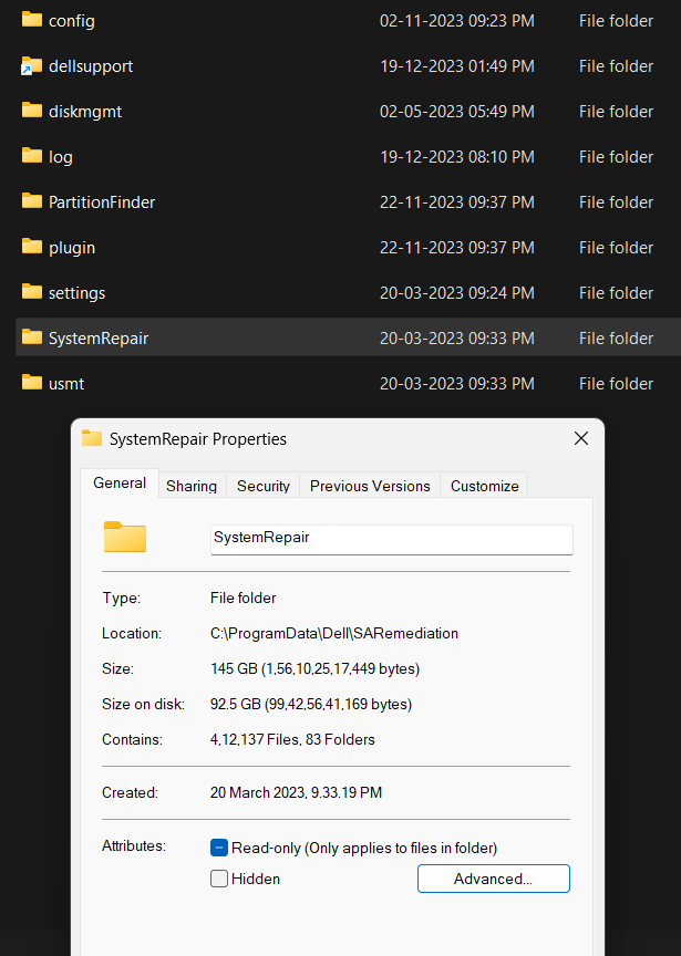 What Is Wrong With C Programdata Dell Saremediation Systemrepair Microsoft Community