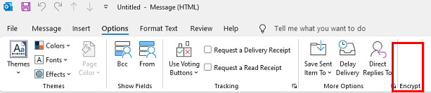 Outlook: Encrypt option missing from Options in new email window ... Outlook: Encrypt option missing from Options in new email window ...
