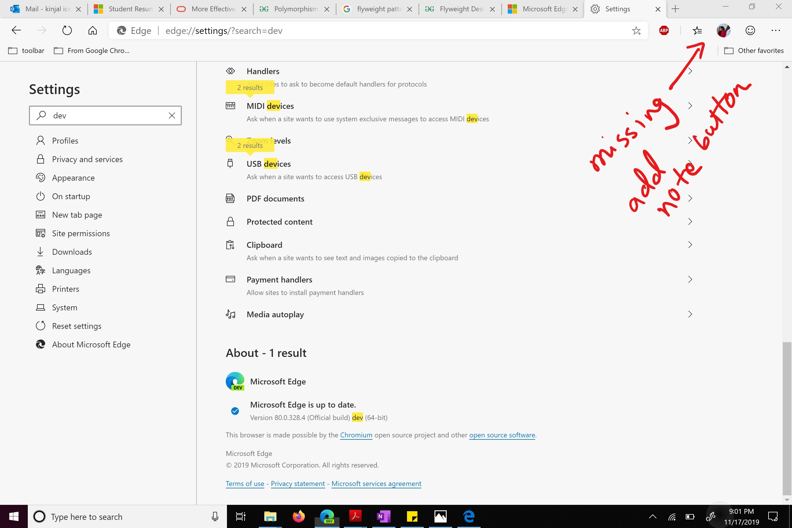 Microsoft Edge Add Note Missing In Edge Dev Version Microsoft Community